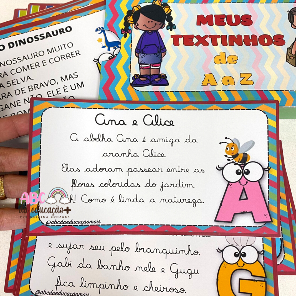 Fichas de leitura “textos de A a Z”- Letra cursiva e bastão – Loja ABC ...
